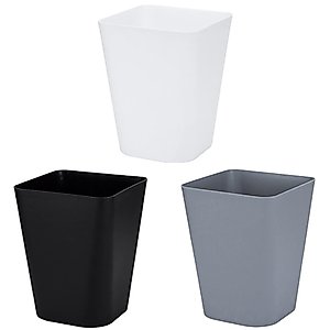 Lawei Set of 3 Plastic Small Trash Can - 1.6 Gallon Square Wastebasket Garbage Can for Home Kitchen Office Bathroom