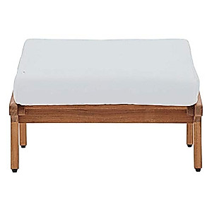 Modway EEI-2936 Saratoga Premium Grade A Teak Wood Outdoor Patio Ottoman with Cushions in Natural White