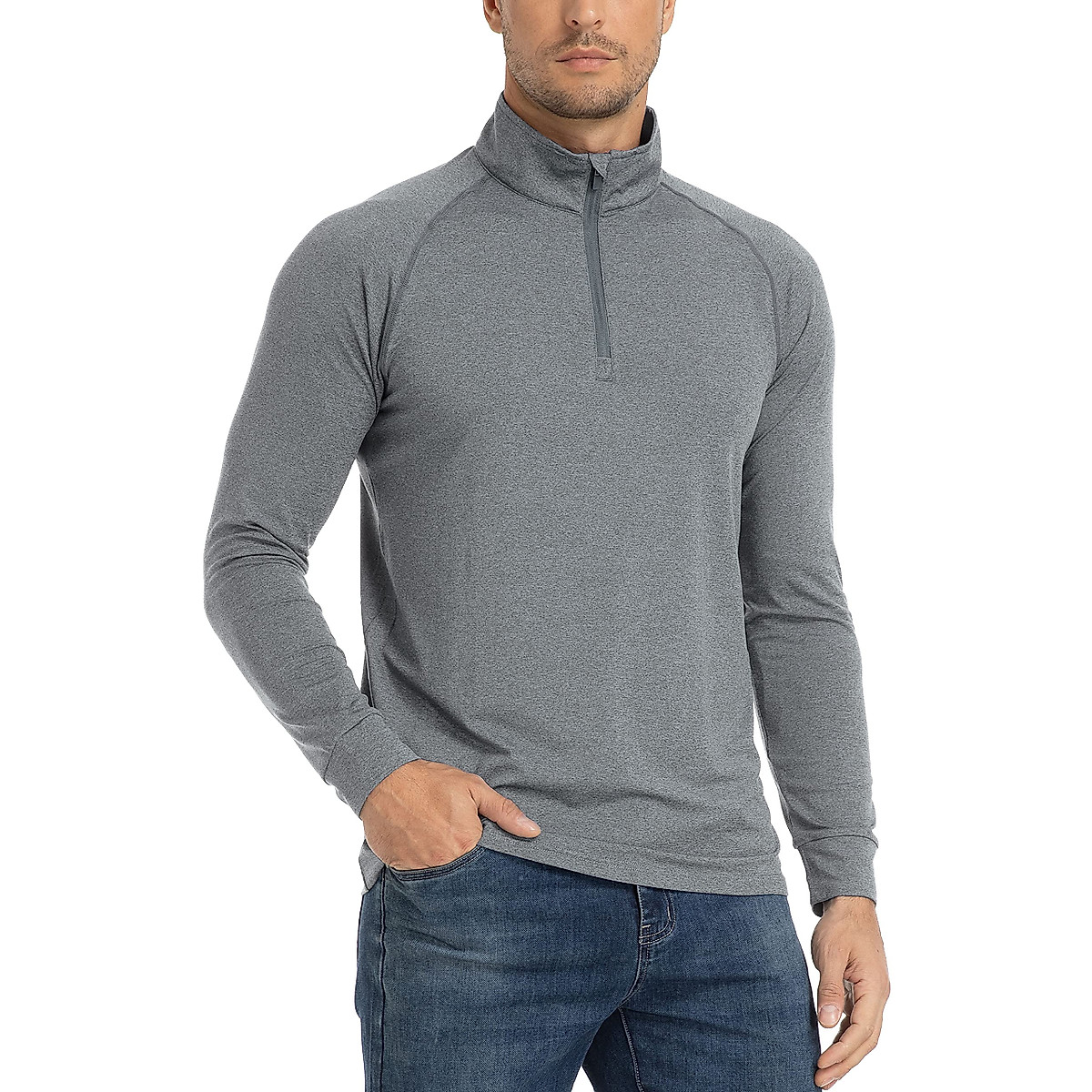 TACVASEN Men's Athletic Shirts UPF 50+ Sun Protection Lightweight Workout T-Shirt, Dark Grey, S