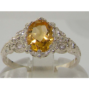 LetsBuyGold 925 Sterling Silver Natural Citrine Womens Promise Ring - Size 7.5