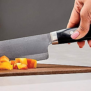 Kyocera Advanced Ceramic LTD Series Nakiri Knife with Handcrafted Pakka Wood Handle, 6-Inch, Black Blade