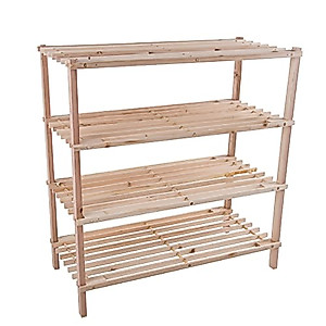 Lavish Home 4-Tier Shoe Storage Rack, Light Oak