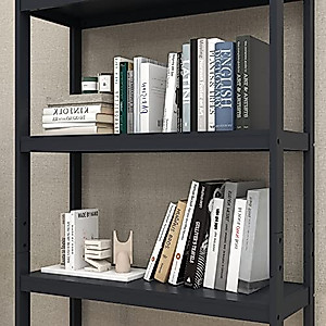 LANTRO JS Bookshelves Bookshelf and Bookcase 4 Tier Bookshelf Storage Rack Shelves with 2 Doors Bedroom Storage Equipment for Living Room Home Office, Black, 31.5"×11.81"×70.87"