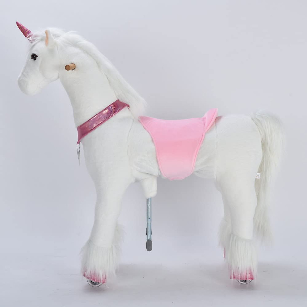 UFREE Large Ride on Horse, Action Pony Toy, Ride on Large 44 inch for Children 6 Years Old to Adult. (Unicorn, Pink Horn)