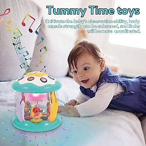 KGINAB Light Up Toys for Babies 6-12 Months, Musical Rotating Projector, Infant Early Education Developmental Learning Crawling for Baby Boy Girl 0-6 3-6 12-18 Months