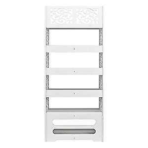 Stylish 6 Tier Wood-Plastic Shoe Rack Organizer with Carved Design - Elegant White Decorative Closet Shoe Storage Rack