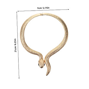 Vaguelly Golden Snake Necklace Adjustable Retro Snake Shape Collar Choker Alloy Snake Jewelry Neck Decoration for Halloween Easter Bib Party