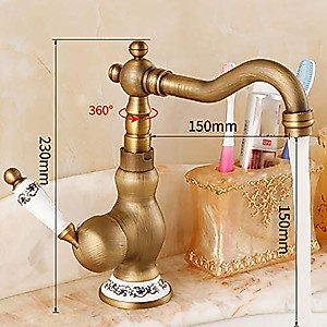 Lightinthebox Antique Bar/Prep Deck Mounted Rotatable with Ceramic Valve Single Handle One Hole for Antique Brass Kitchen Faucet