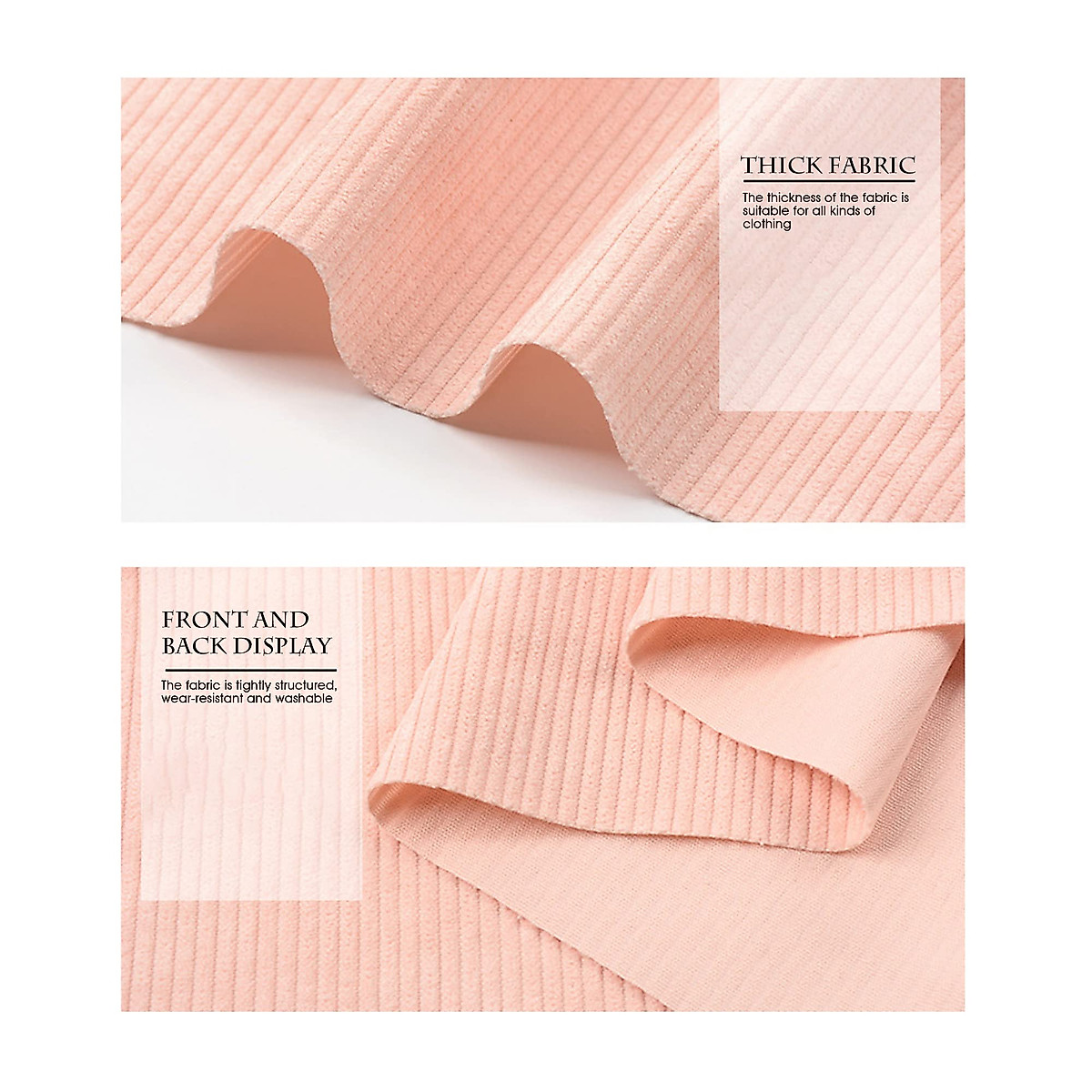 Corduroy Fabric Solid Plain Thick DIY Sewing Crafts Materials Stretch Corduroy Fabric for Coat Shirt Dress Pants Costume Sofa DIY Sewing Craft Material for Furnishings Cushions