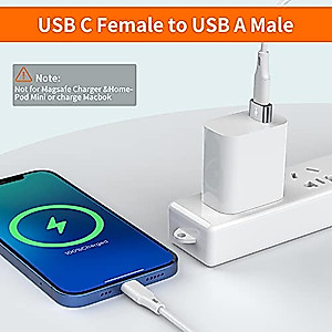 JXMOX USB C Female to USB Male Adapter 4-Pack, Type C to USB A Charger Cable Converter,Compatible with iPhone 11 12 13 14 Plus Pro Max,iPad Air 4 5 Mini 6,Samsung Galaxy S23+ S22 S21 S20,Pixel 5 4XL