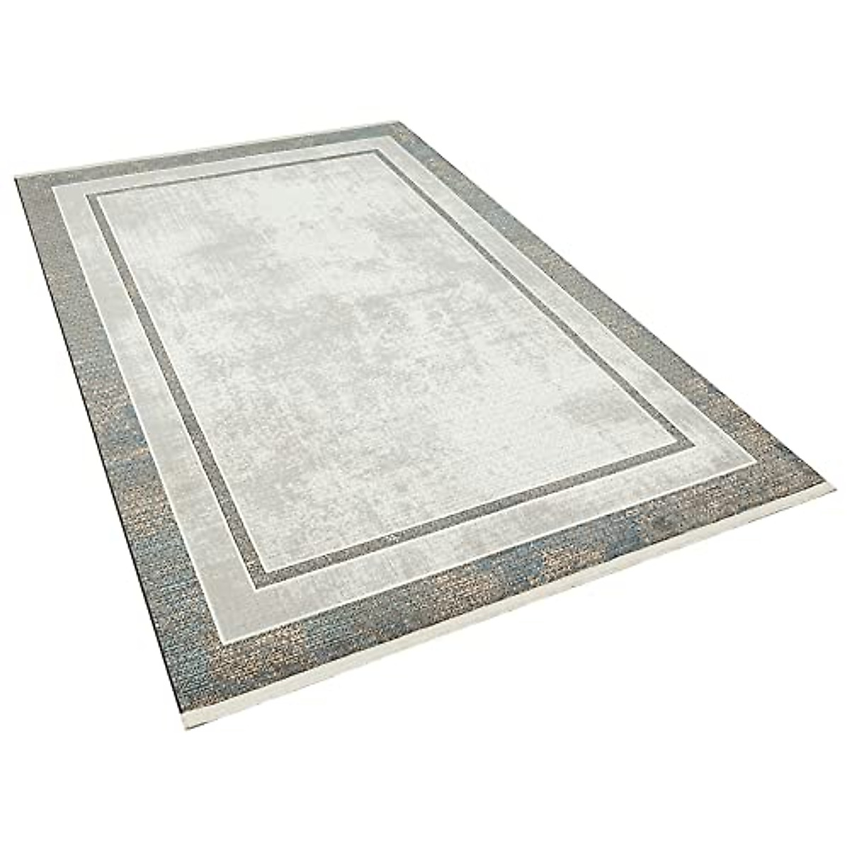 Livinify Torsdala Grey Frame Machine Made Area Rug (16'4" x 3'4")