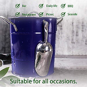 T586 Blue 4L Metal Double Walled Ice Bucket with Lid and Scoop