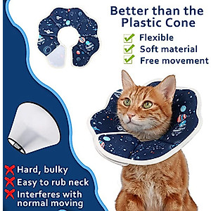 Soft Cat Cone,and Pet Teaser Cat Toy Recovery Cone Collar for Cats After Surgery to Stop Licking Scratching,Elizabethan Collar of Shame Alternative for Kitten Puppy (S)