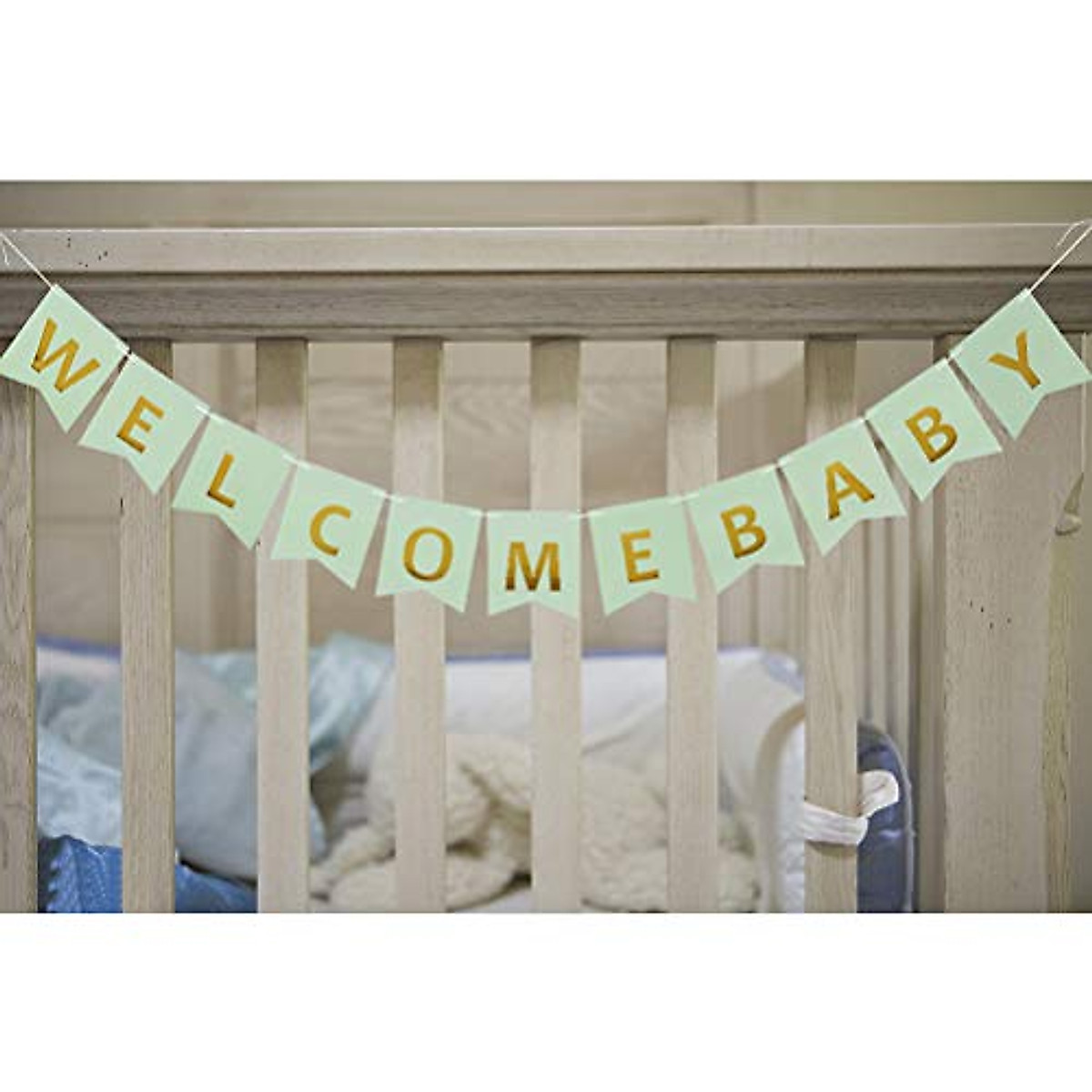 Amosfun Baby Shower Pennant Banner Party Birthday Triangle Flag Baby Banner Welcome Baby Bunting Baby Birthday Banner The Banner Pull The Flag Decorate Decorative Items Letter