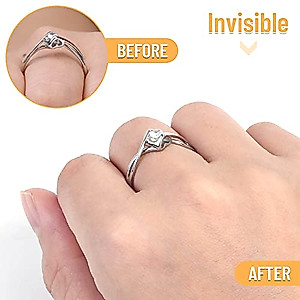 Ring Sizer Adjuster for Loose Rings, 22 Pack 4 Sizes Silicone Ring Guards Invisible Ring Adjuster Spiral Ring Spacers Fitter with Polishing Cloth, Transparent Ring Resizer Tightener for Women and Men