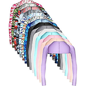 14 Pieces Women Cooling Shawl Arm Sleeve with Finger Hole Anti-UV Golf Cooling Shawl Arm Sleeve Sun Protection Breathable and Comfortable for Golfing, Driving, Riding, Fishing, 14 Colors