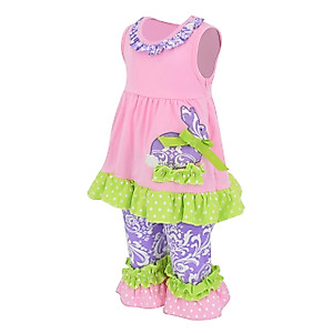 Unique Baby Girls Damask Easter Outfit Toddler Girl, Toddler Easter Outfit Girl, Toddler Girl Easter Outfit (7/XXL, Pink)