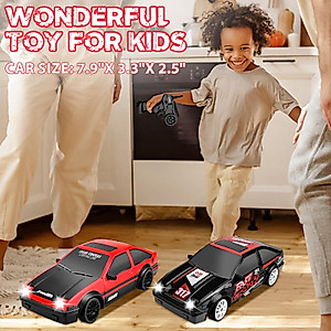 YUAN PLAN RC Drift Car, Mini RC Drift Car for Adults 1:24 Remote Control High Speed Race Drifting Cars, 2.4GHz 4WD Racing Hobby Toy Car with Headlight for Boys and Girls and Adults (Red)