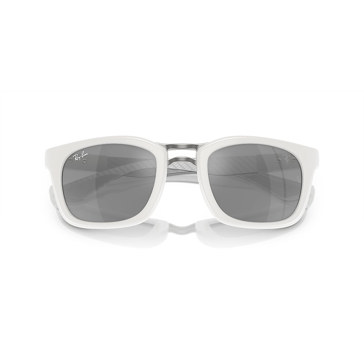 Ray-Ban RB8362M Square Sunglasses, White/Grey Mirrored Silver, 53 mm