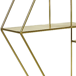 Gold Hexagon Wall Shelves, Extra Large Decorative Floating Shelf for Bathroom, Kitchen & Bedroom Wall Decor Shelfie, Glam Brass Geometric Wall Art, Metal Sconce Shelf, Boho Honeycomb Accent Display