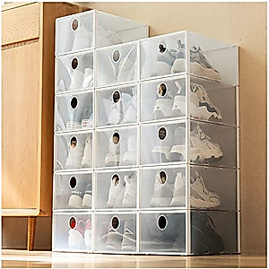 AOHMPT 30 Pack Clear Shoe Organizer Stackable Shoe Box Foldable Storage Bins Shoe Container Box Large Size Shoe Bins