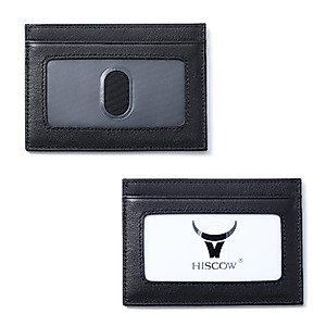 Leather Slim Card Holder, Tiny Small Credit Card Wallet ID Case for Men & Women (Black)