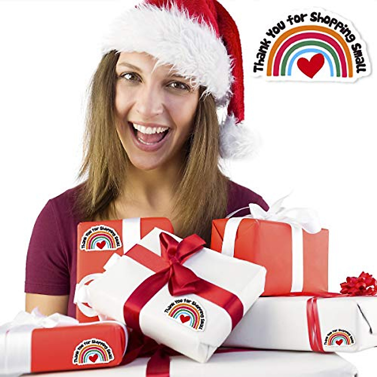 Muminglong 1.5 Inch Thank You for Shopping Small Rainbow Stickers, Small Shop Sticker, Thank You Sticker,Small Business, Packaging Sticker, 500 PCS