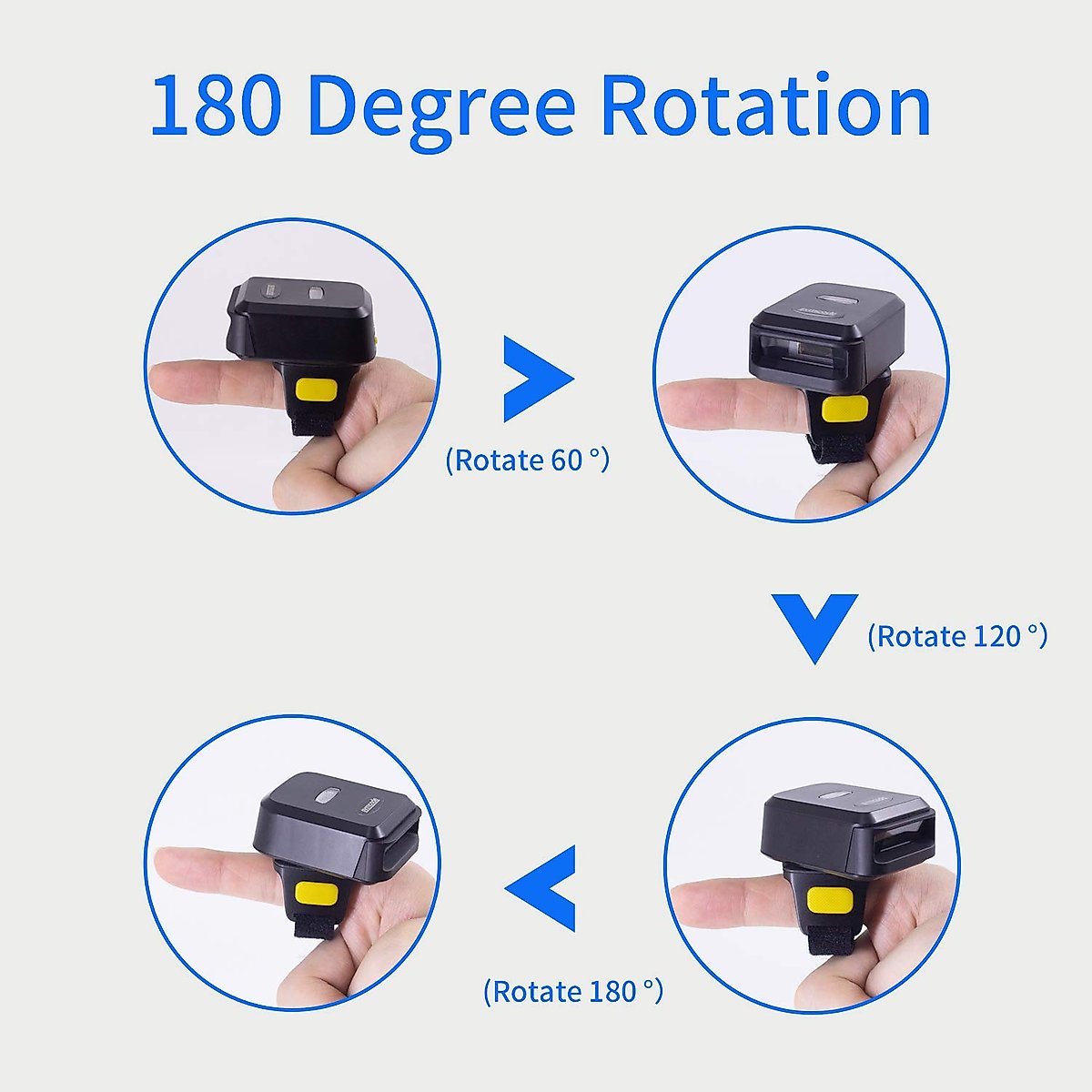 Symcode 2D Bluetooth Wireless QR Barcode Scanner,Portable Ring Wearable Finger 1D 2D Mini Bar Code Reader Scanner Suppot Screen Scanning with Bluetooth & 2.4GHz Wireless & Wired Connection Scanner