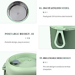 SMALLSHS Vacuum Insulated Food Jar with Foldable Spoon, Stainless Steel Thermal Food Container Food Thermos Soup Cup Leak Proof Hot Cold Food for Office Picnic Travel Outdoors (green)