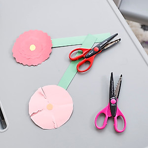 ECR4Kids Kraft Edgers with Rotating Hardwood Rack, Decorative Scissors, Assorted, 18-Piece