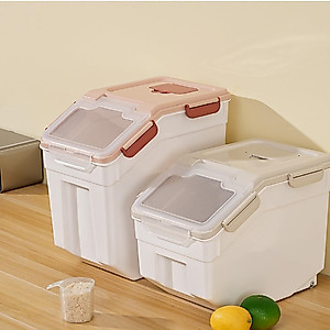 Begino Large Flour Storage Container Bin 25lb, Airtight Rice Storage Containers with Wheels Seal Locking Lid, BPA Free with Measuring Cup&Scoop for Flour, Rice, Grain(Green)