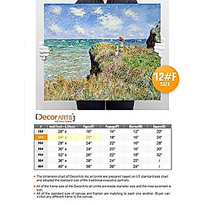 DECORARTS - The Cliff Walk At Pourville, Claude Monet Art Reproduction. Giclee Canvas Prints Wall Art for Home Decor 24x20