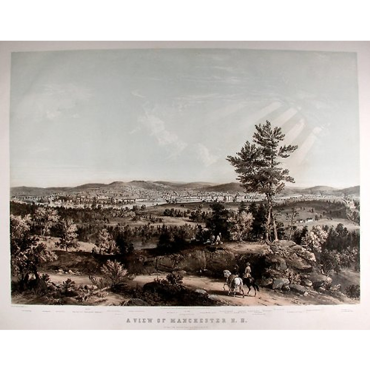 A View of Manchester N.H. Composed from Sketches taken near Rock Raymond by J. B. Bachelder, 1855.