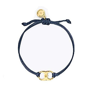 Tory Burch Embrace Ambition Gemini Link Corded Strand Bracelet, (435 Navy Blue/Gold-Tone)