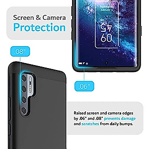 TUDIA DualShield Designed for TCL 20 Pro 5G Case, [Merge] Shockproof Heavy Duty Military Grade Dual Layer Tough Slim Protective Case - Matte Black