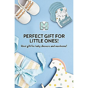 Malarkey Kids Patented Teething Mitten, Munch Mitt Baby Chew Toy - Protects Hands from Chewing & Saliva, Heals Aching Gums, Promotes Sound & Visual Stimulation for Babies - Outer Space