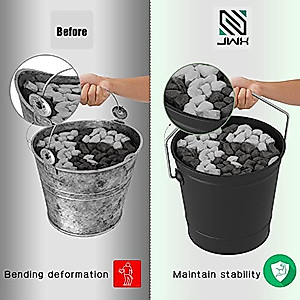 JWX Metal Ash Bucket and Shovel Set - 5.2 Gallon Galvanized Coal Bucket with Heat-Resistant Gloves and Reinforced Base -for Indoor and Outdoor & Use Upgrade Your Fire Pit Experience
