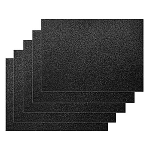 Jtnohx Large Glitter Felt Fabric, 5pcs Glitter Sheets, 11.8 x16.5 inches Glitter Felt for Crafts, Felt Glitter Square for Party Project Holiday Greeting Festival (Black)