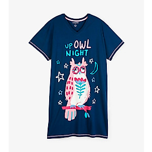 Little Blue House by Hatley Women's Animal Sleepshirts Sleepwear, Up Owl Night, One Size