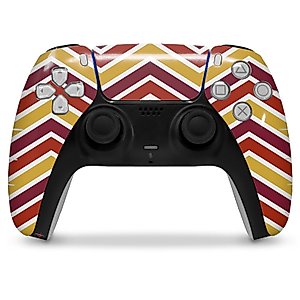 WraptorSkinz Skin Wrap compatible with Sony PS5 DualSense Controller Zig Zag Yellow Burgundy Orange (CONTROLLER NOT INCLUDED)