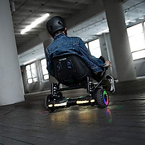 Jetson JetKart 2.0 Universal Hoverboard Attachment, 6" Tire, Bucket Seat, Adjustable Footrest Accommodates Most Heights, Ages 12+, Black, JKAR20-BK