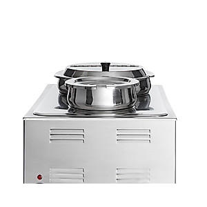 Soro Essentials- 6.37" and 10.37" Hole Openings Stainless Steel Steam Table Adapter Plate- Fits 4 and 11 qt. Inset Pan Buffet Server and Food Warmer Steam Table for Hotel Restaurant Supplies Party