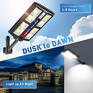2800W Solar Street Lights Outdoor - Wide Angle Solar Lights Outdoor Waterproof, 6500K Solar Parking Lot Lights Dusk to Dawn, Solar Street Lights Motion Sensor for Commercial Yard