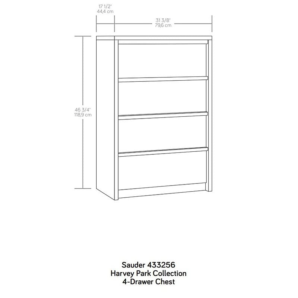 Sauder Harvey Park 4-Drawer Chest in Pacific Maple, Pacific Maple Finish