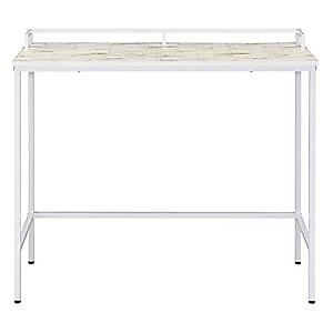 OSP Home Furnishings Brighton Console Table, Mosaic Top and White Metal Frame
