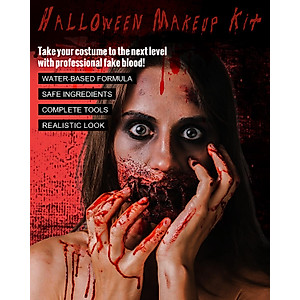 Roizefar Halloween SFX Makeup Kit,8 Colors Professional Special Effect Face Body Paint Palette with Scar Wax,Fake Blood Cream with Brushes,Spatula Tool,Stipple Sponge for Christmas Gifts,Cosplay