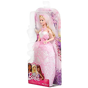 Barbie Bride Doll in Fairytale-Inspired White and Pink Wedding Dress with Ring, Veil and Bouquet, Blonde Hair