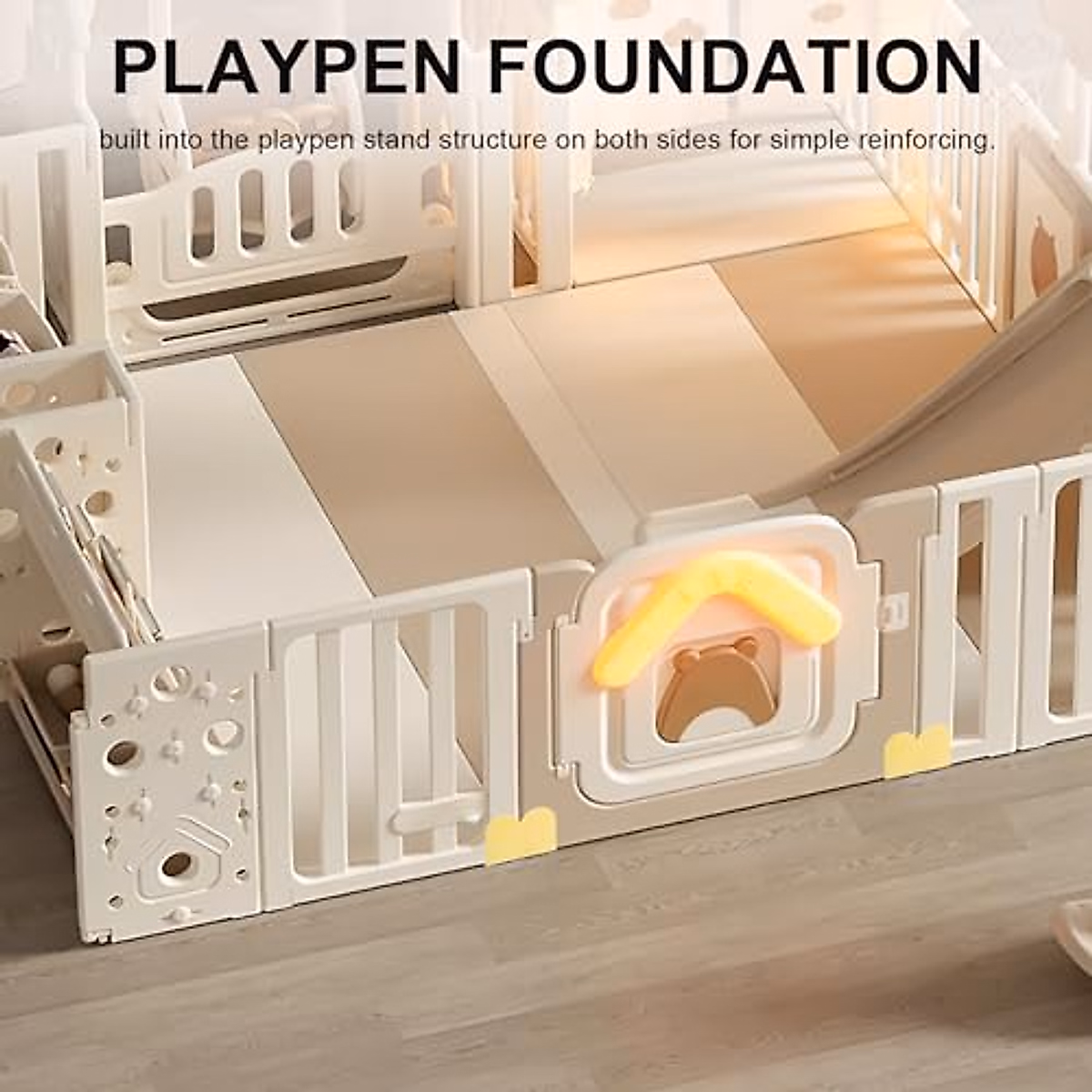 SOLUSTRE 2pcs Playpen Stabilizer Playpen Accessories Replacement Anti Slip and Anti Collapse Safety Baffle Yellow