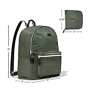 PARAVEL Fold-Up Travel Backpack | Safari Green | Everyday Lightweight, Packable Travel Hiking Nylon Daypack | Carry On Luggage Bag with Trolley Sleeve for Women and Men