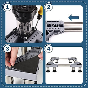 Kokorona Washing Machine Stand Mini Fridge Stand with 8 Strong Feet (5.1-6.3in High, Dual-Tube), Adjustable Refrigerator Base Multi-Functional Washer Dryer Pedestals, Max Load 606LBS